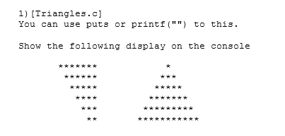 Solved 1) [Triangles.c] You can use puts or printf ("") to | Chegg.com
