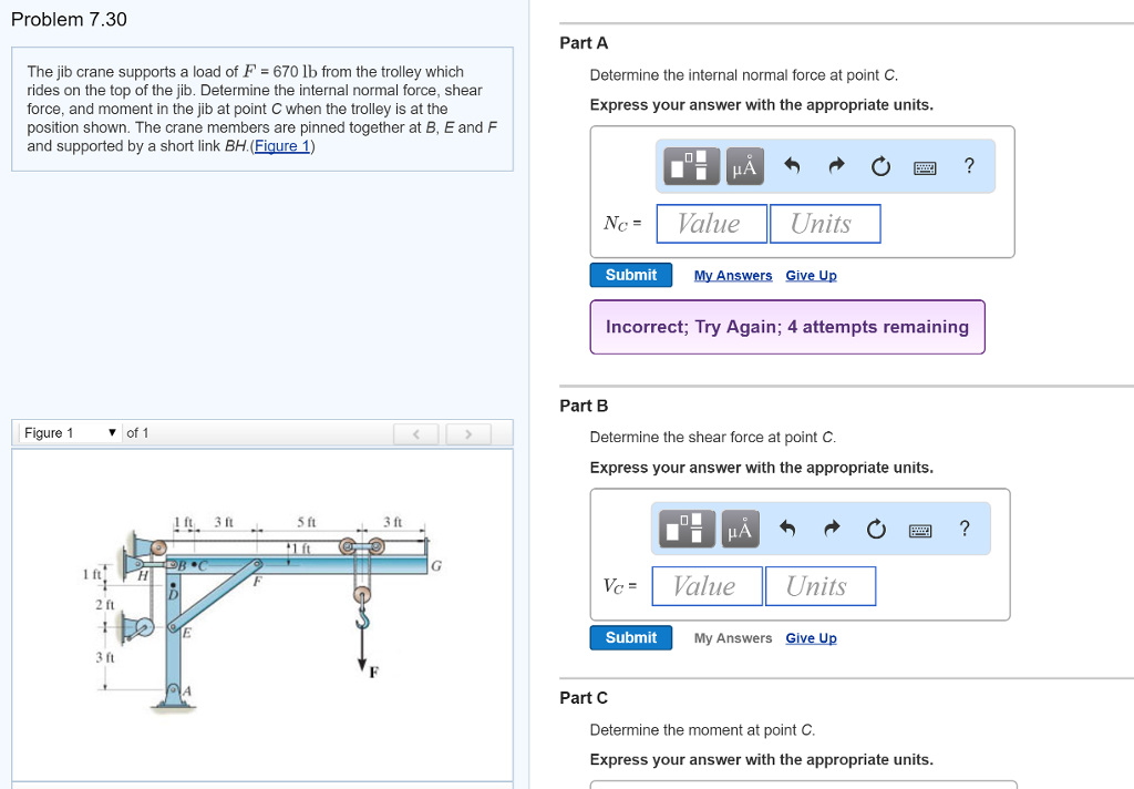 Solved Problem 7.30 Part A The jib crane supports a load of | Chegg.com