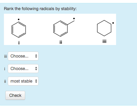 Solved Rank the following radicals by stability Choos... i | Chegg.com