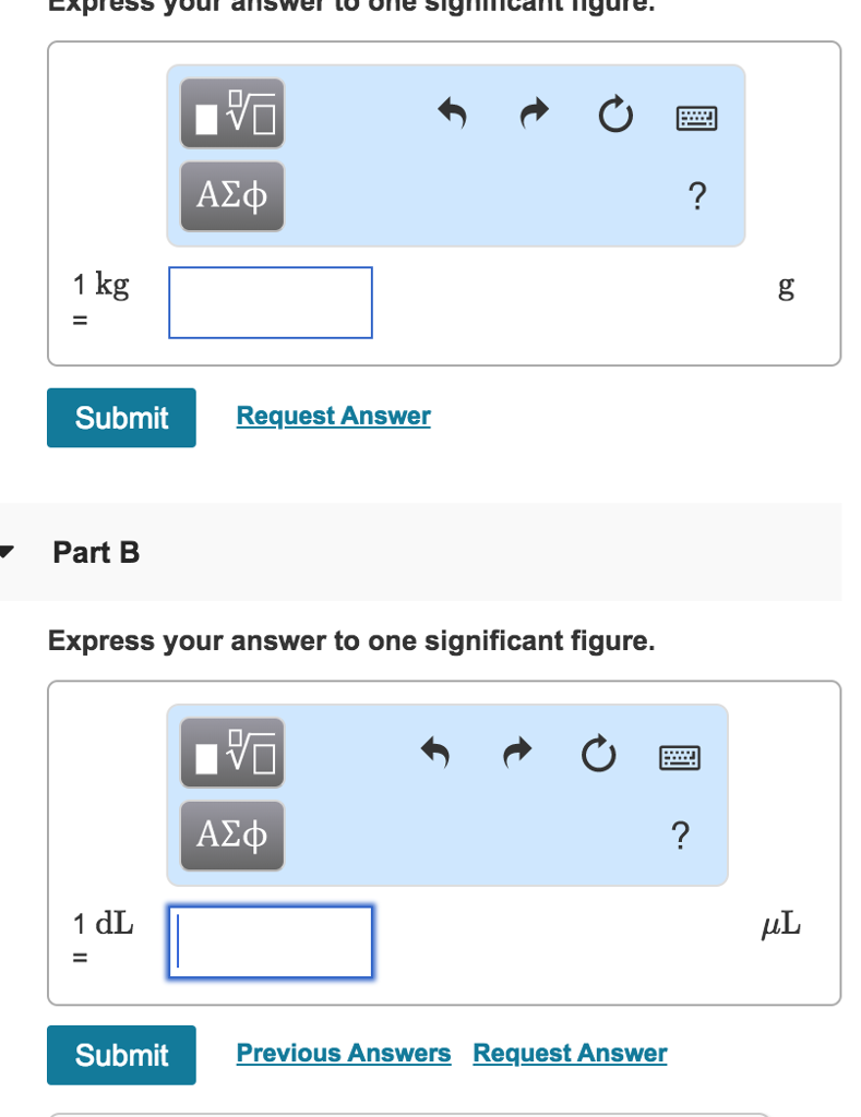 Solved Express yuur alls ΑΣφ 1 kg Submit Request Answer Part | Chegg.com