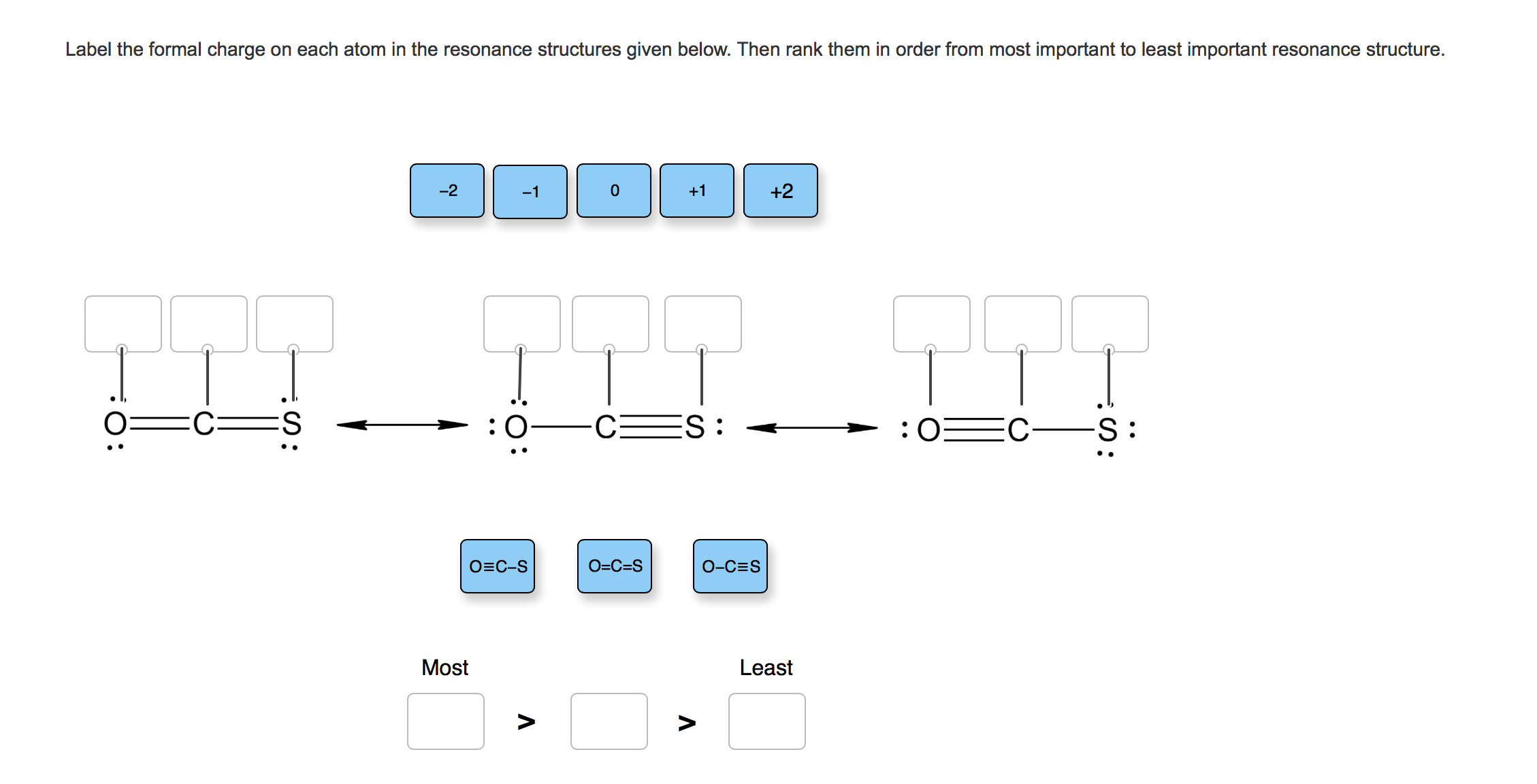 Solved Label the formal charge on each atom in the resonance | Chegg.com