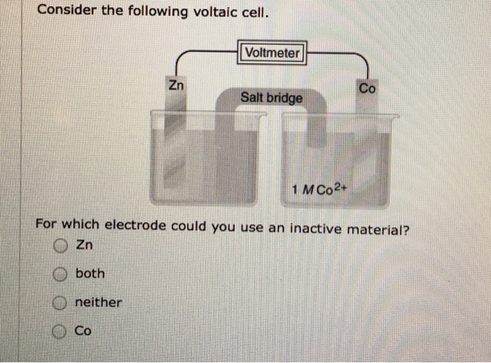 Solved Consider the following voltaic cell. For which | Chegg.com