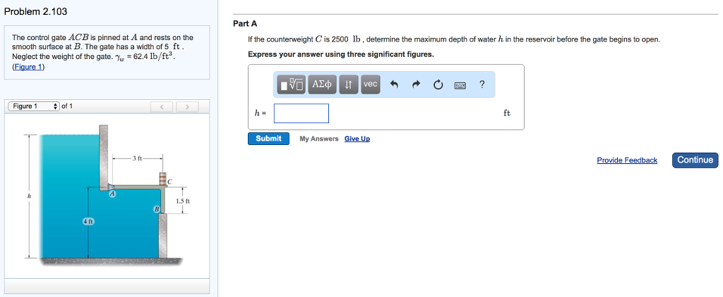 Solved Problem 2.103 Part A The control gate ACB is pinned | Chegg.com