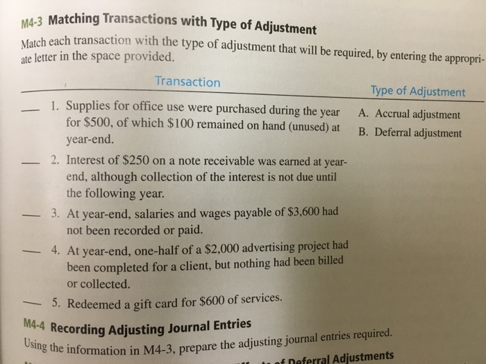 Solved M4-3 Matc M-3 Matching Transactions with Type of | Chegg.com