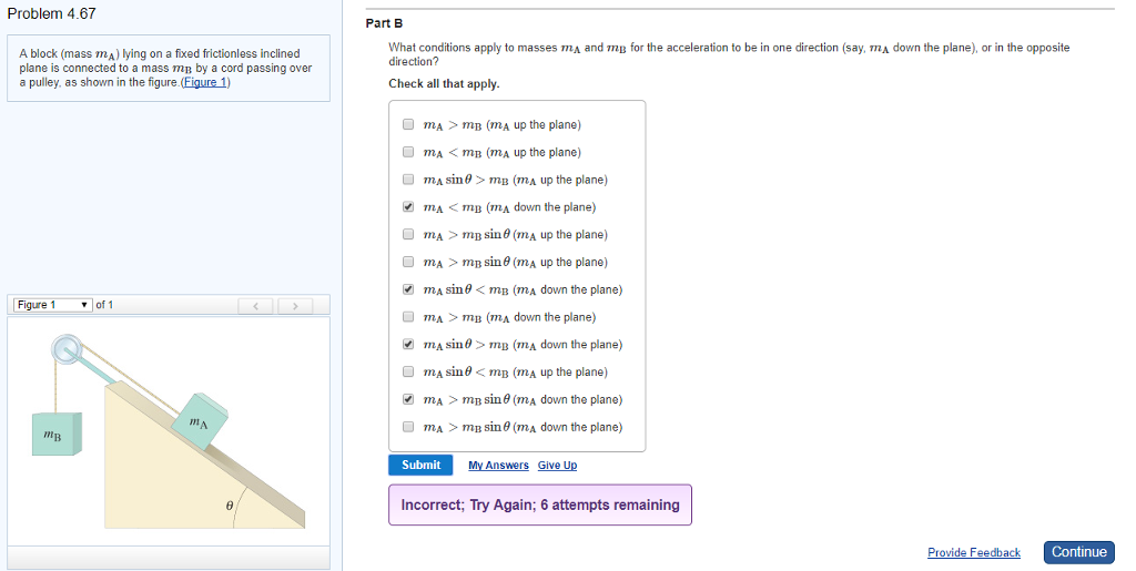 Solved A block (mass m_A) lying on a fixed frictionless | Chegg.com