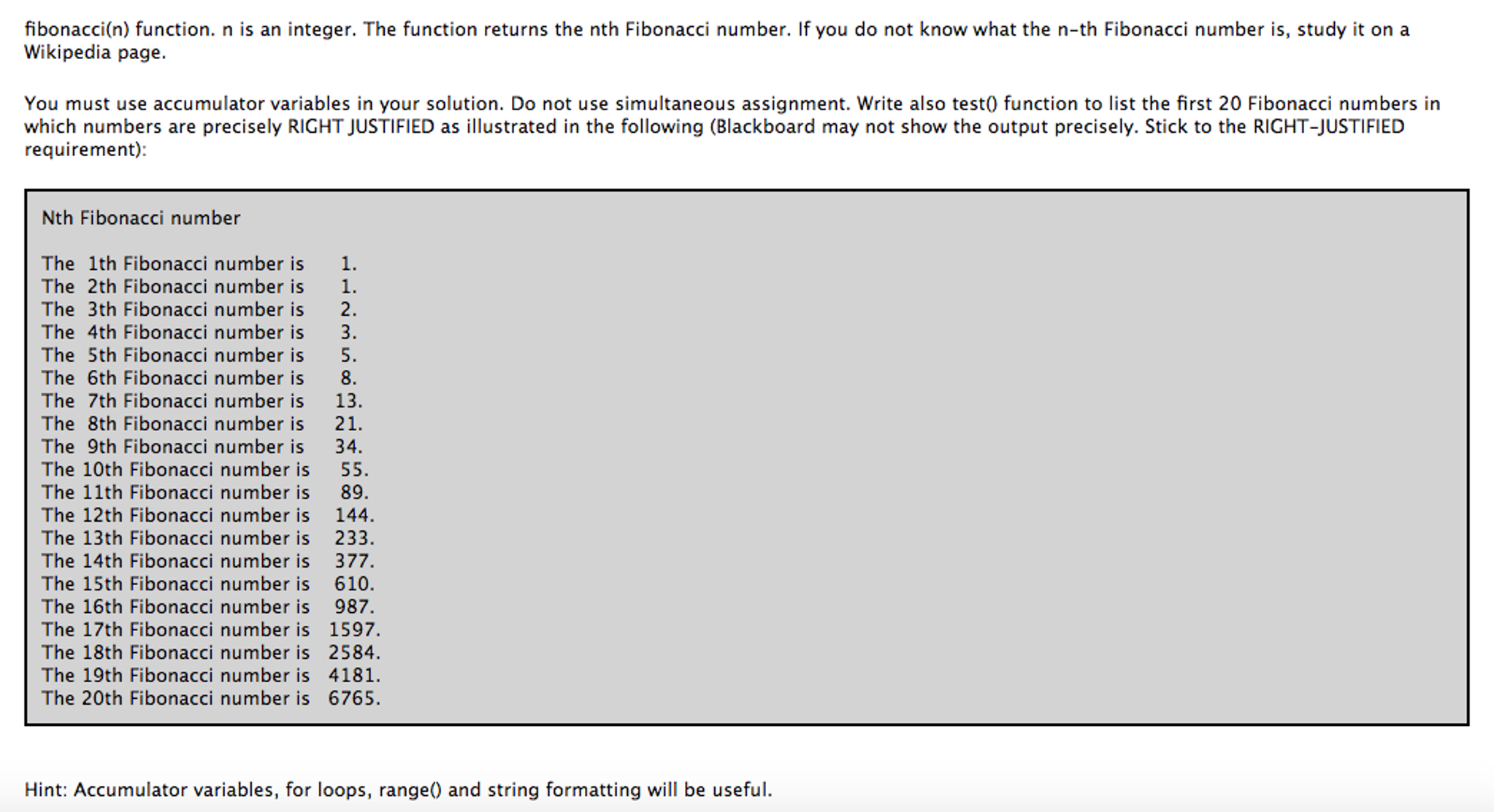 Solved Fibonacci(n) function, n is an integer. The function | Chegg.com