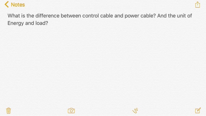 Solved What is the difference between control cable and | Chegg.com