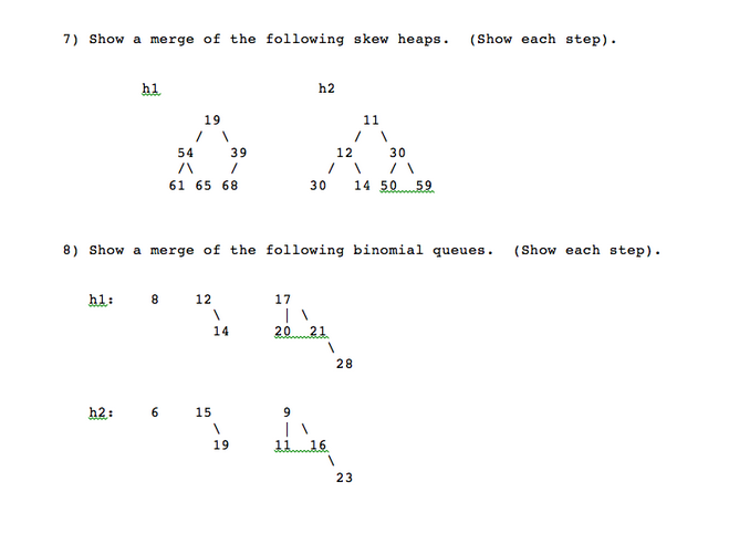 Solved 7) Show a merge of the following skew heaps. (Show | Chegg.com