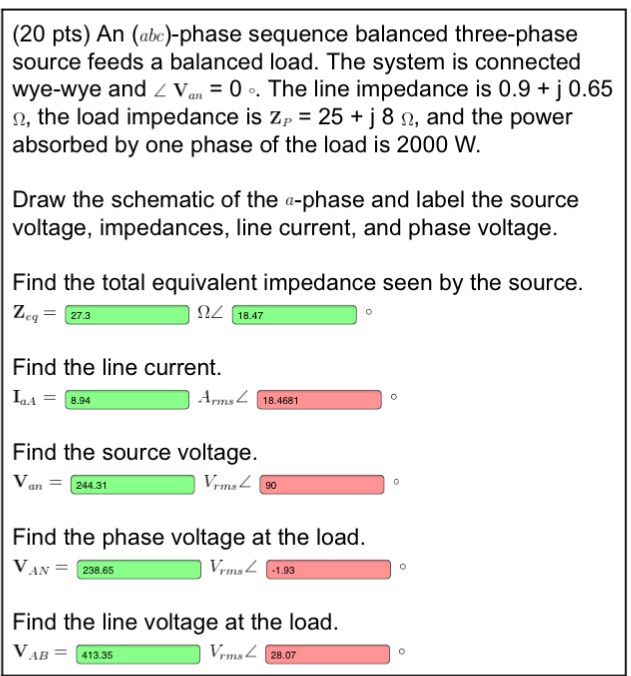 Solved An (abc)-phase sequence balanced three-phase source | Chegg.com