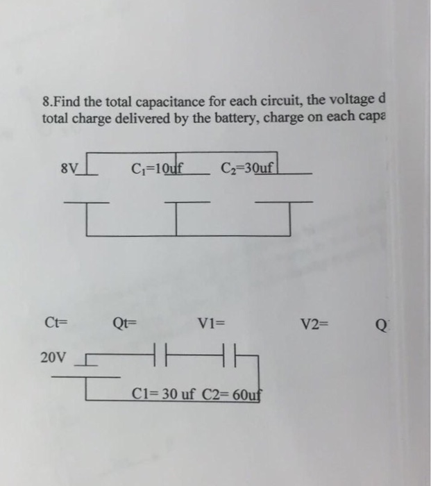 Solved Find the total capacitance for each circuit, the | Chegg.com