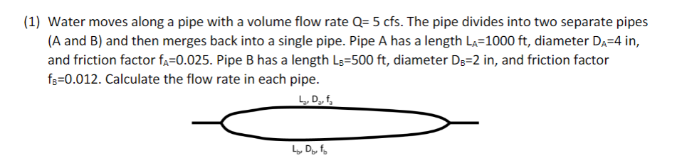 Solved (1) Water moves along a pipe with a volume flow rate | Chegg.com