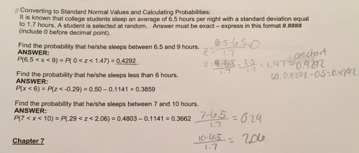 Solved Converting to Standard Normal Values and Calculating | Chegg.com