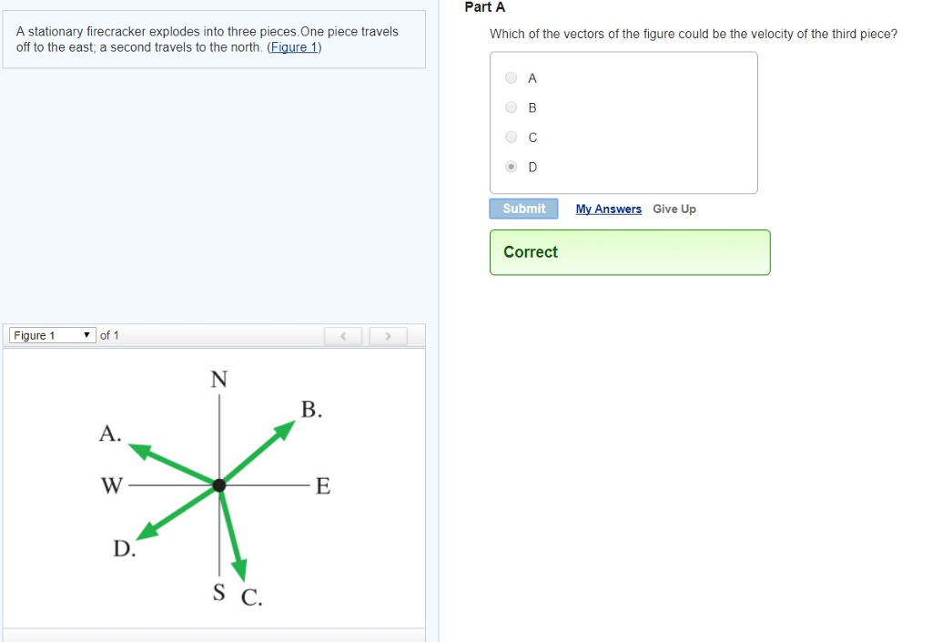 Solved Part A A stationary firecracker explodes into three | Chegg.com