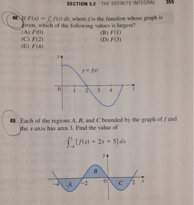 Solved 48. If F(x)=integrate 2 between x f(t) dt, where f is | Chegg.com