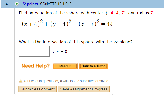 Solved 4. + 4. 2 points SCalcET8 12.1.013. Find an equation | Chegg.com
