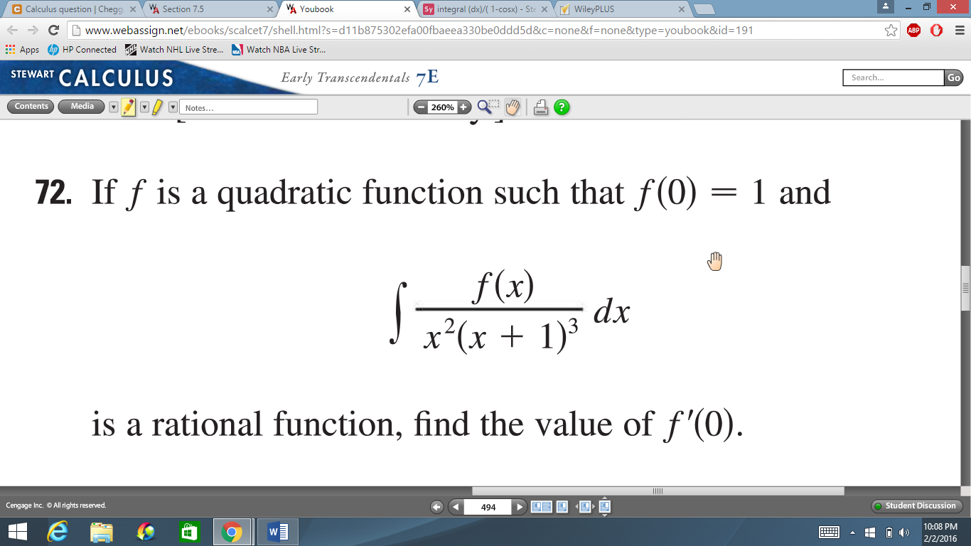 Solved If f is a quadratic function such that f(0) = 1 and | Chegg.com