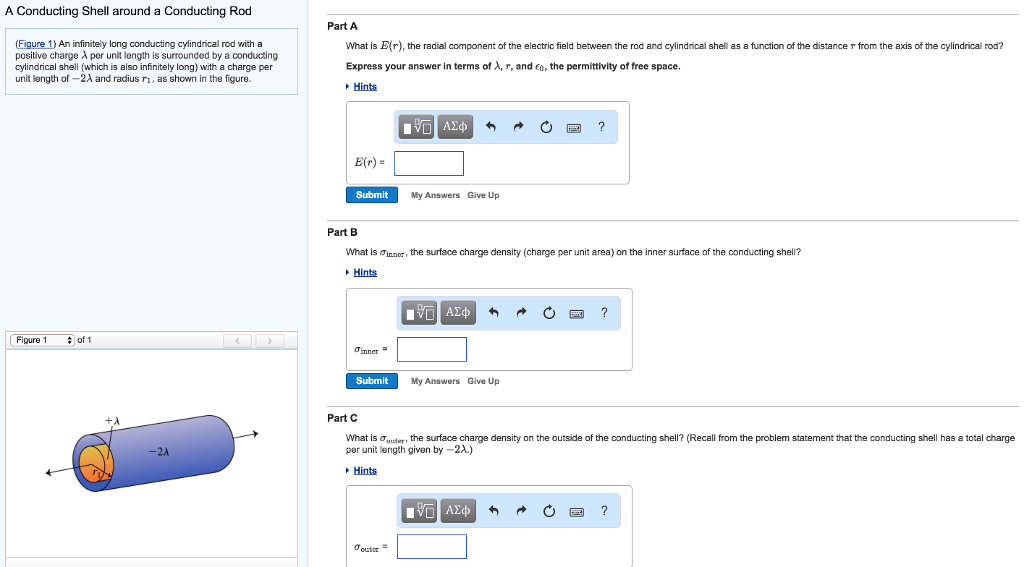 Solved An infinitely long conducting cylindrical rod with a | Chegg.com