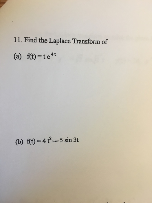 Solved Find the Laplace Transform of f(t) = t e^4t f(t) = | Chegg.com