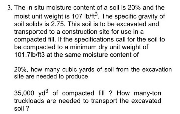 Solved 3. The in situ moisture content of a soil is 20% and | Chegg.com