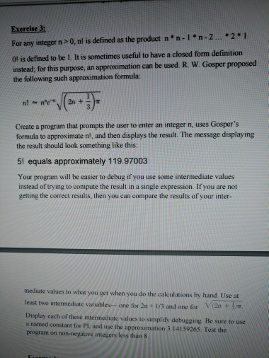 Solved Exercise 3: For any integer n >0, nl is as the | Chegg.com
