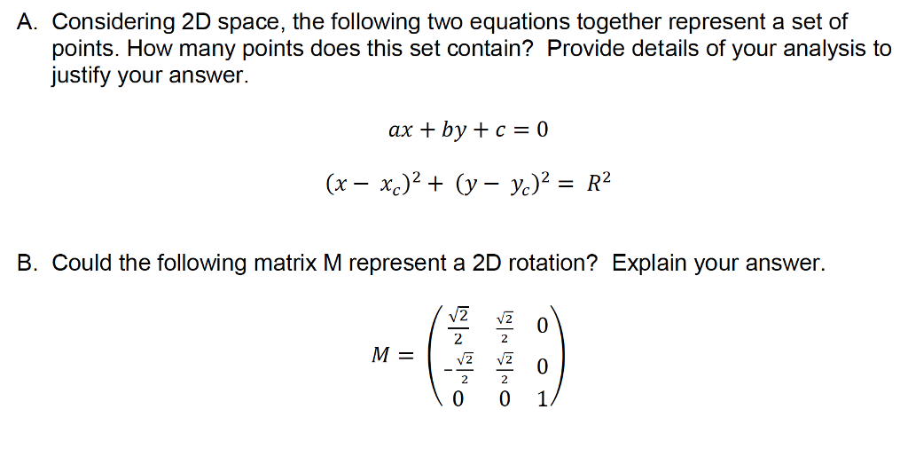 Solved Considering 2D space, the following two equations | Chegg.com