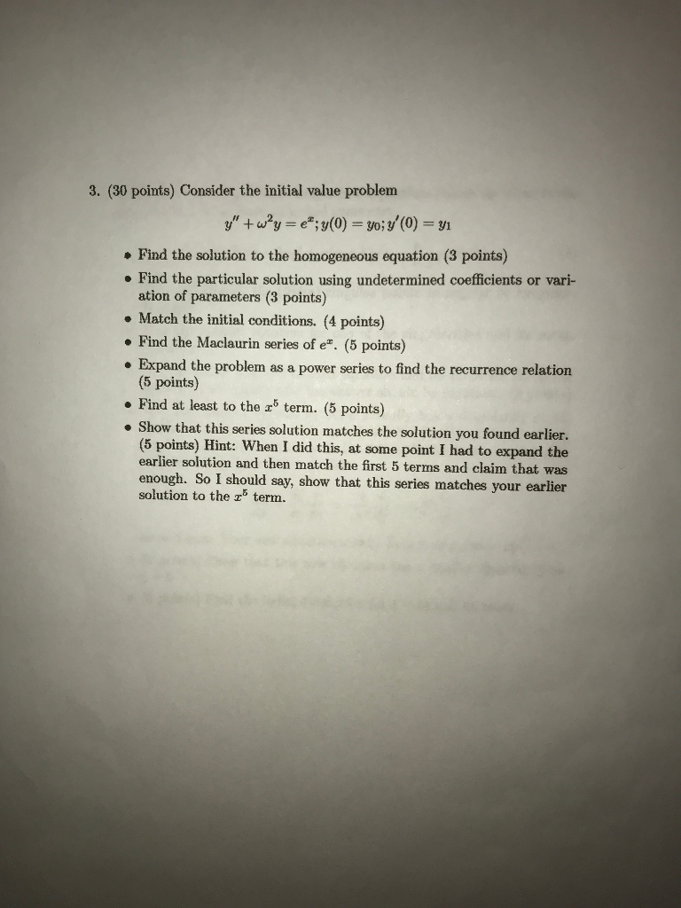 Solved 3. (30 points) Consider the initial value problem | Chegg.com