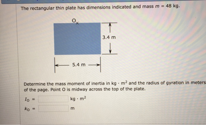 Solved The rectangular thin plate has dimensions indicated | Chegg.com