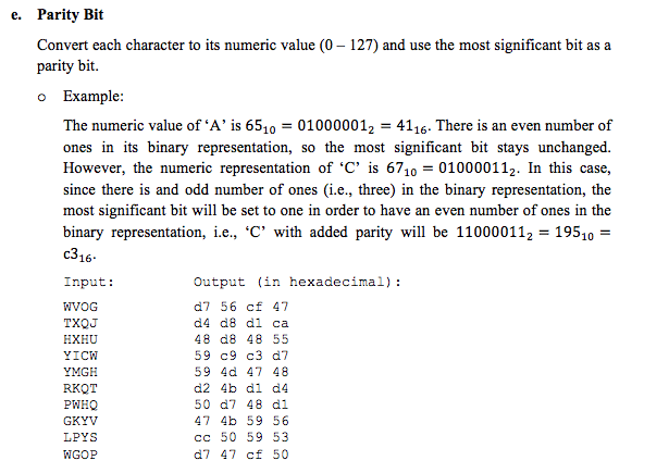 Parity Bit Convert each character to its numeric | Chegg.com