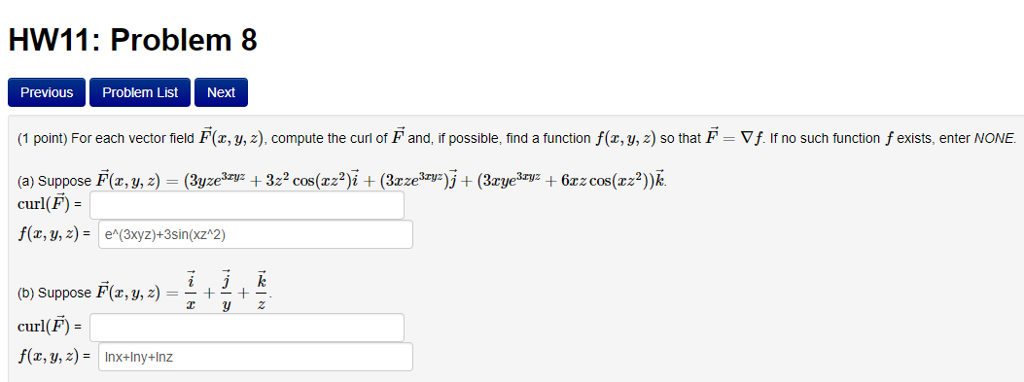 Solved HW11: Problem 8 Previous Problem List Next 1 point) | Chegg.com