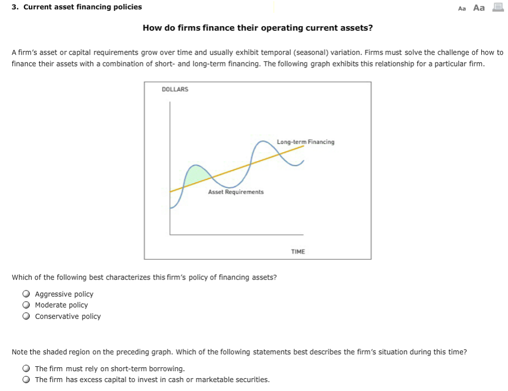 Solved 3. current asset financing policies Aa Aa How do | Chegg.com