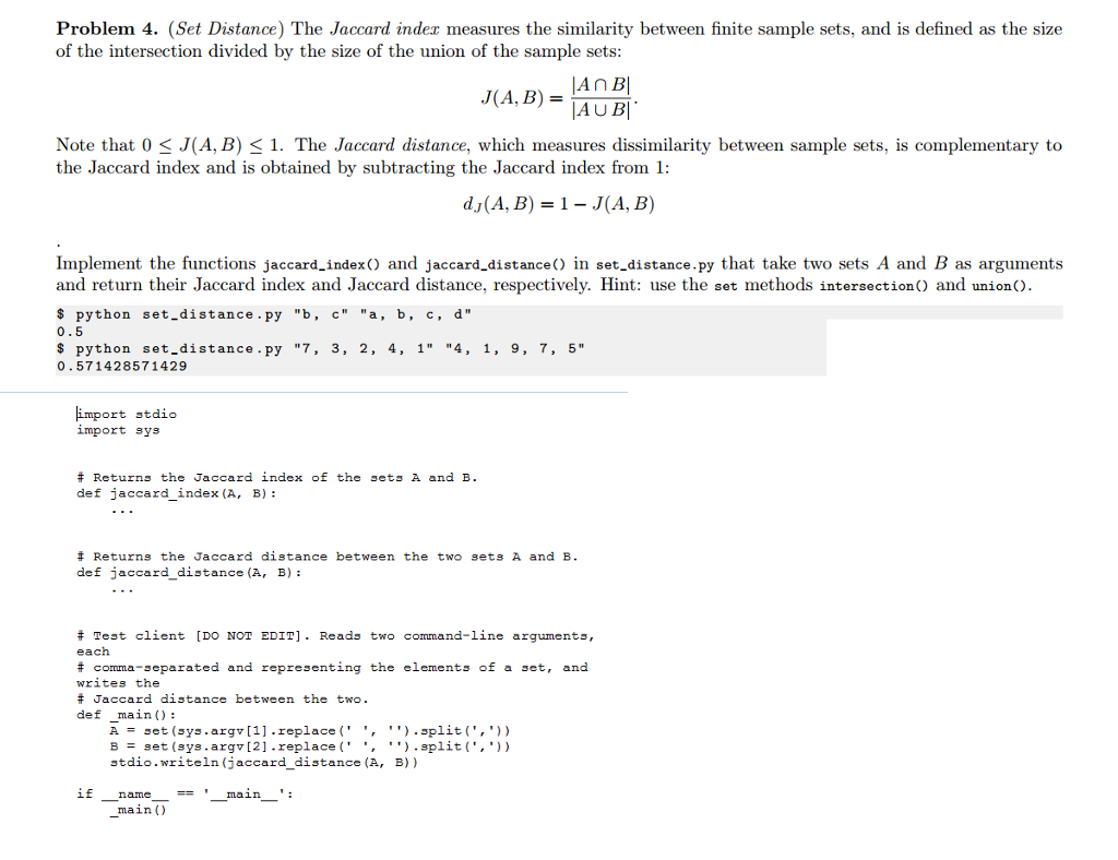 Solved The Jaccard index measures the similarity between | Chegg.com