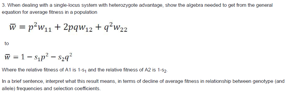 Solved When dealing with a single-locus system with | Chegg.com