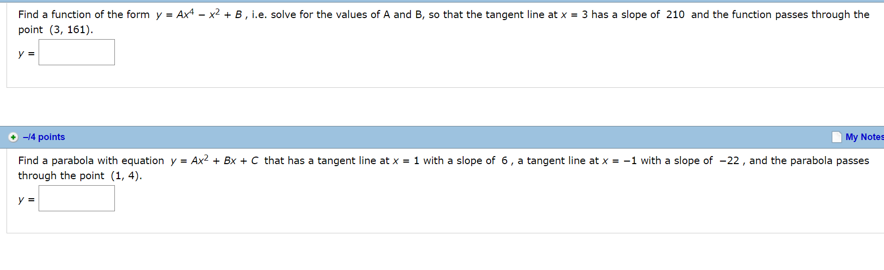 Solved Find a function of the form y = Ax^4 - x^2 + B, i.e. | Chegg.com