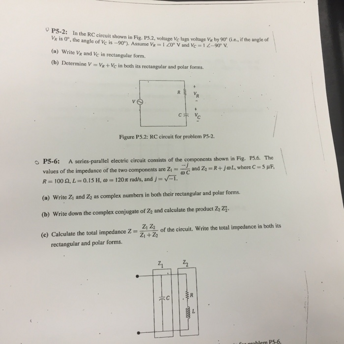 Solved P5.2: In the RC circuit shown in fig P5.2, voltage Vc | Chegg.com