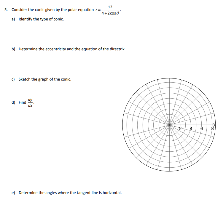 Solved 12 5 Consider The Conic Given By The Polar Equation