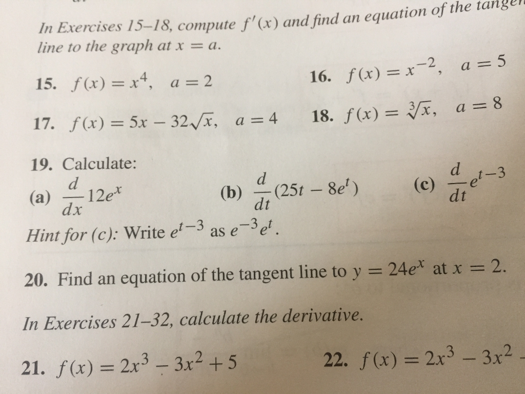 Solved In Exercises 15-18, compute f'(x) and find an | Chegg.com