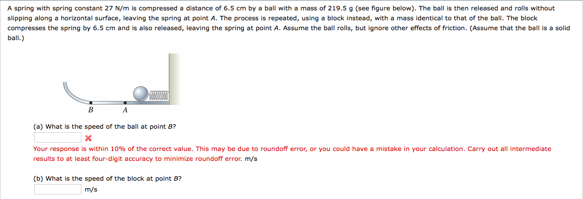 A spring with spring constant 27 N/m is compressed a | Chegg.com