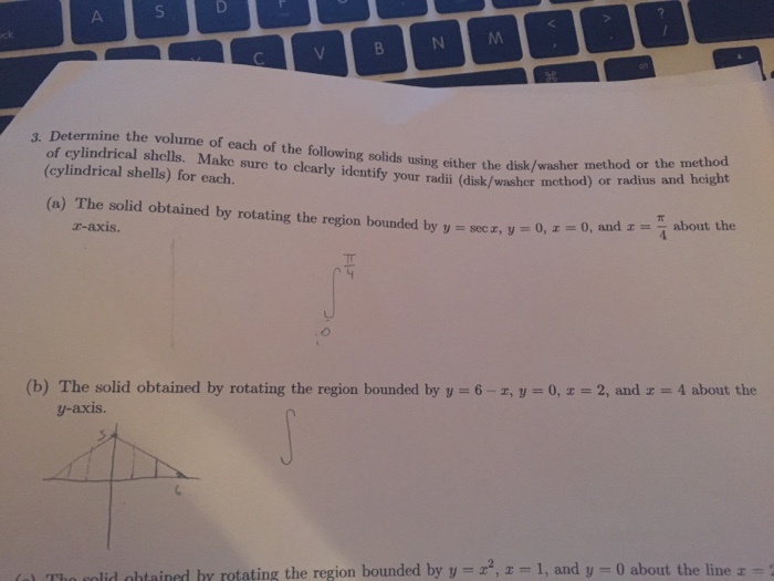 Solved Determine the volume of each of the following solids | Chegg.com