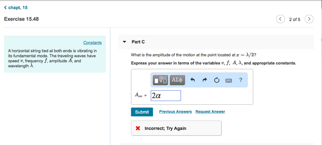Solved Constants Part A A horizontal string tied at both | Chegg.com