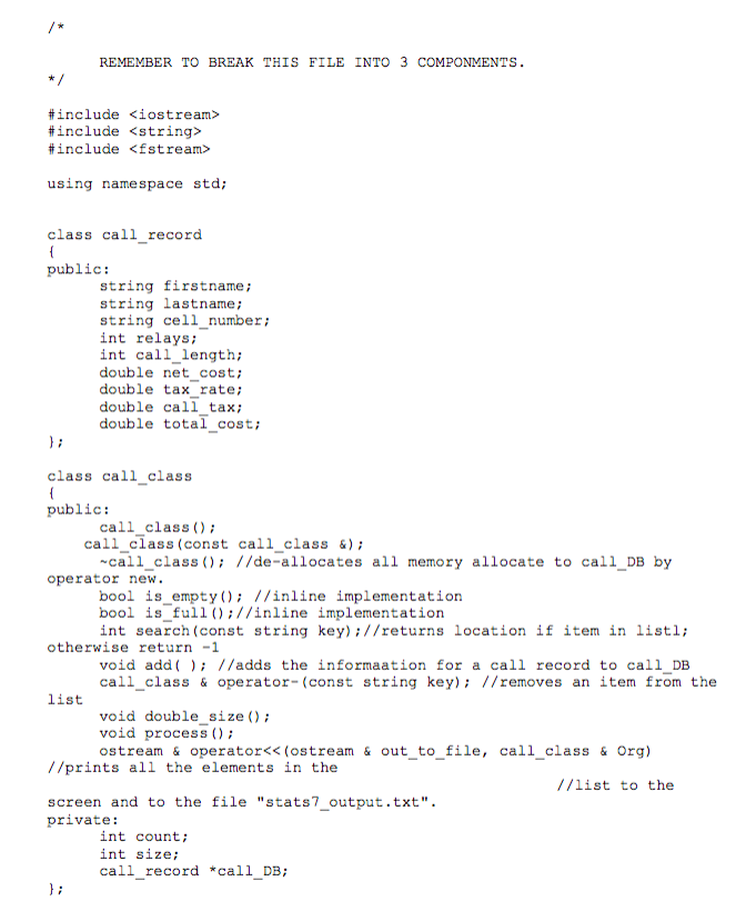 Objectives: 1. Separate class code into a declaration | Chegg.com