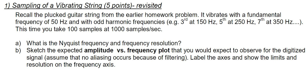 Solved 1) Sampling of a Vibrating String (5 points)- | Chegg.com