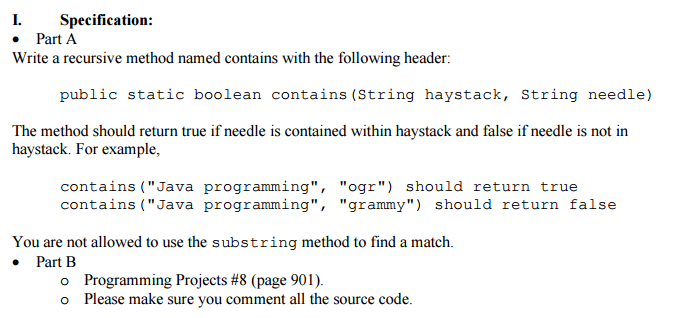 Solved l. Specification Part A Write a recursive method | Chegg.com