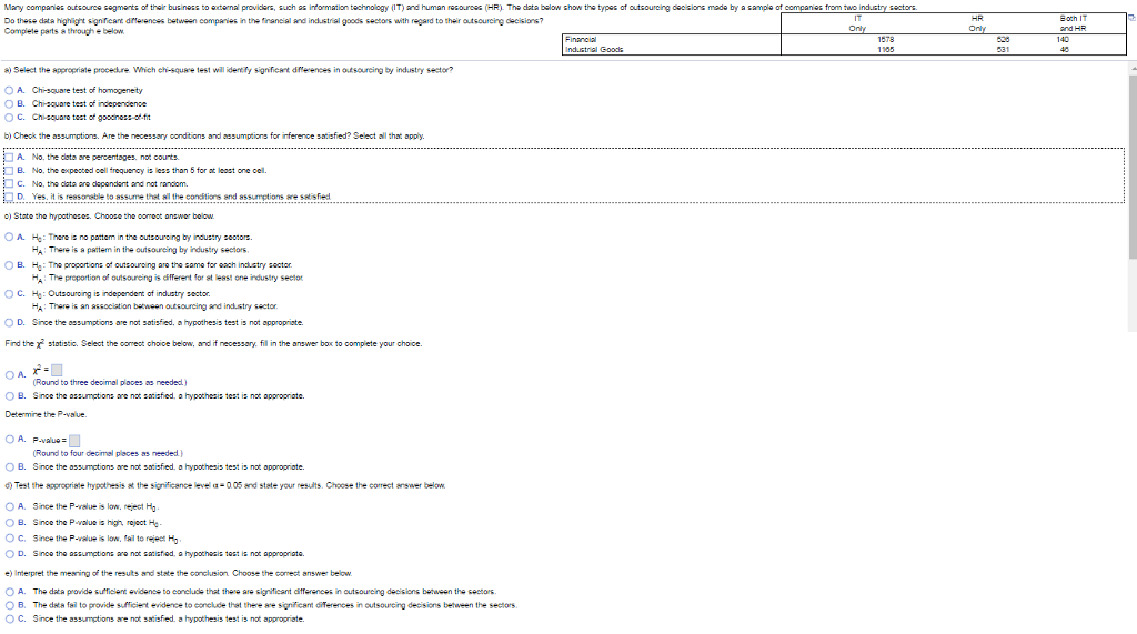 Solved Many companies outsource segments of their business | Chegg.com