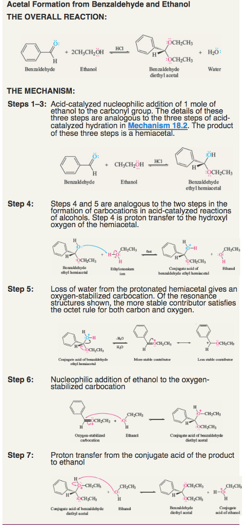 Solved Acetal Formation from Benzaldehyde and Ethanol THE | Chegg.com