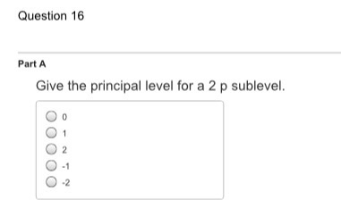 Solved Question 16 Part A Give the principal level for a 2 p | Chegg.com