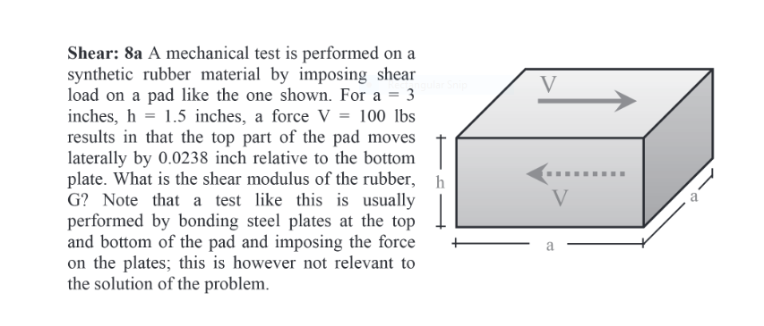Solved Shear: 8a A mechanical test is performed on a | Chegg.com