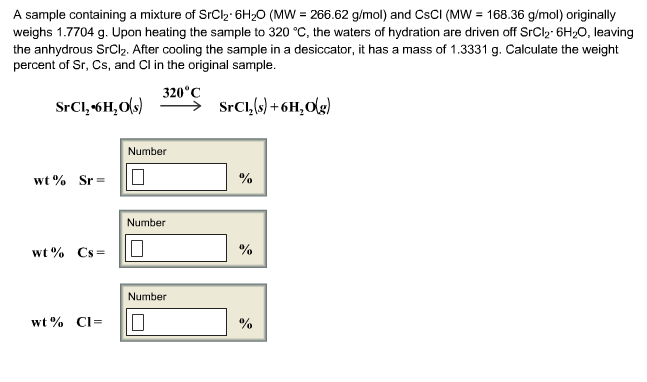Solved A sample containing a mixture of SrCl2-6H2O | Chegg.com