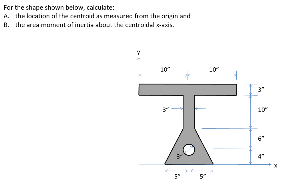 Solved For the shape shown below, calculate: A. the location | Chegg.com