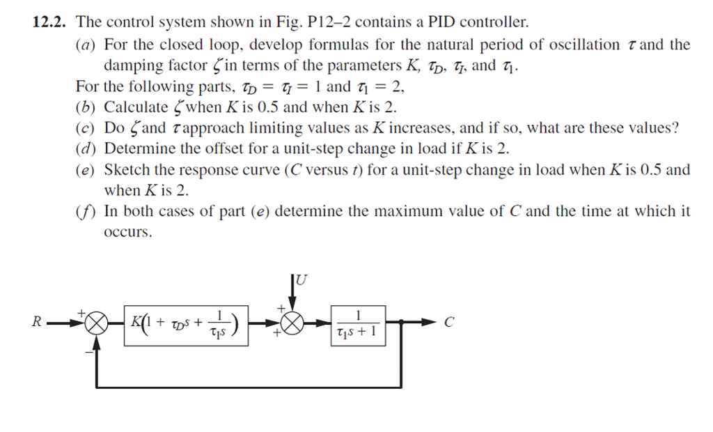 Solved 12 2 The Control System Shown In Fig P12 2 Contains