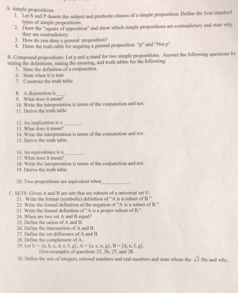 Solved A. simple propositions 1. Let S and P denote the | Chegg.com